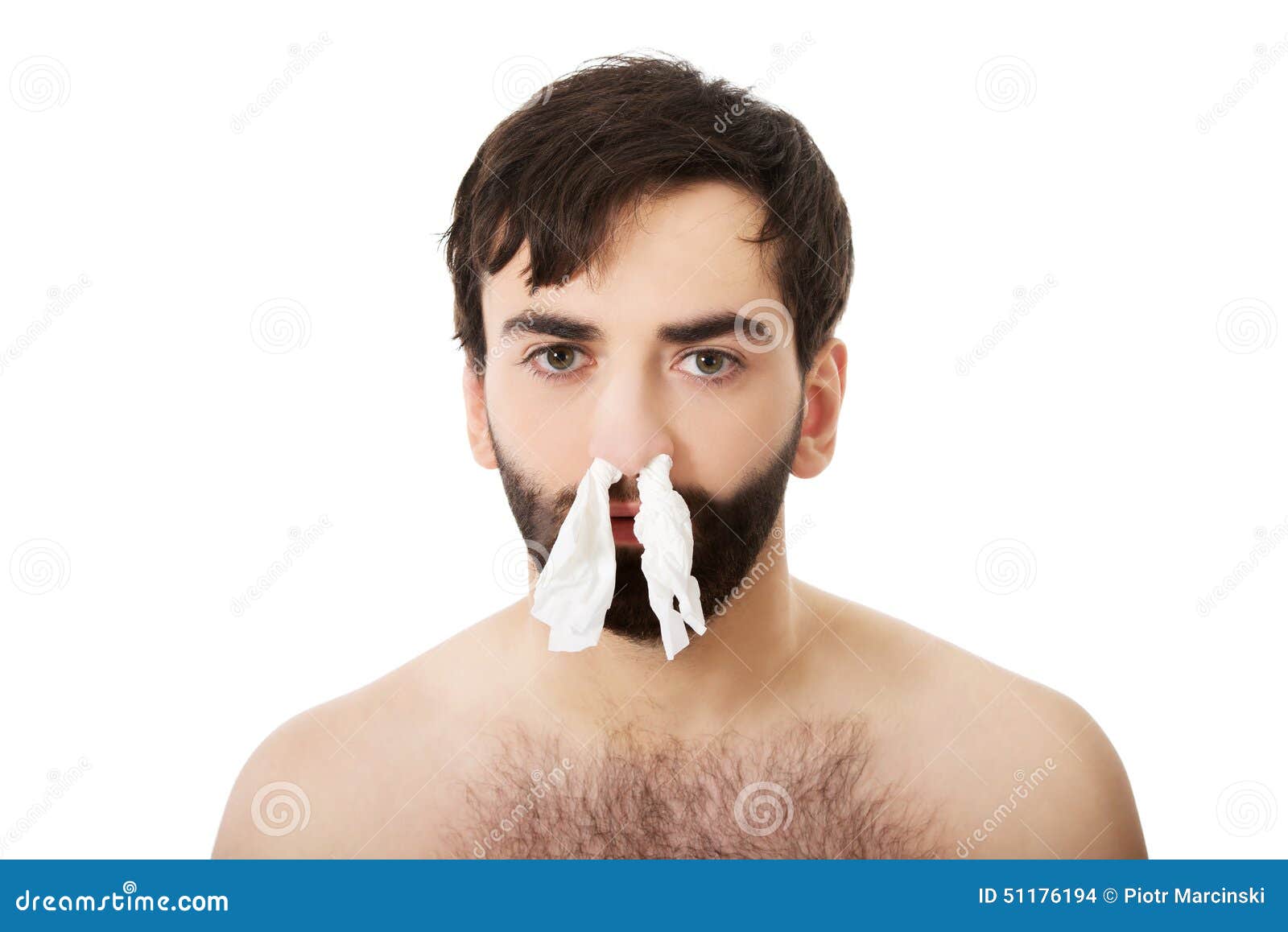 Homem Doente Com Os Tecidos No Nariz Foto de Stock - Imagem de macho ...