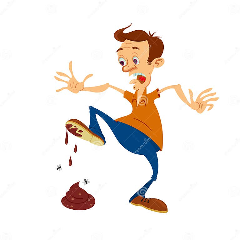 Homem e parte de merda ilustração do vetor. Ilustração de sapata - 74720909