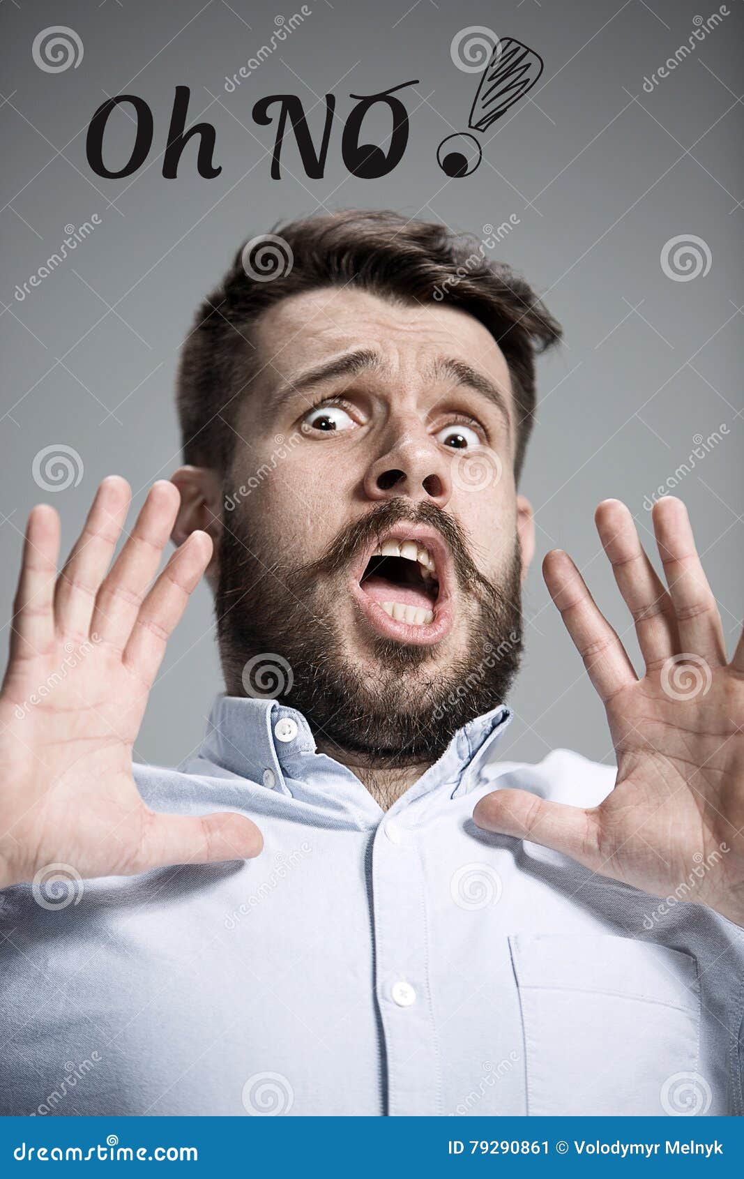 Homem Em Um Susto Sobre O Fundo Cinzento Imagem de Stock - Imagem de ...