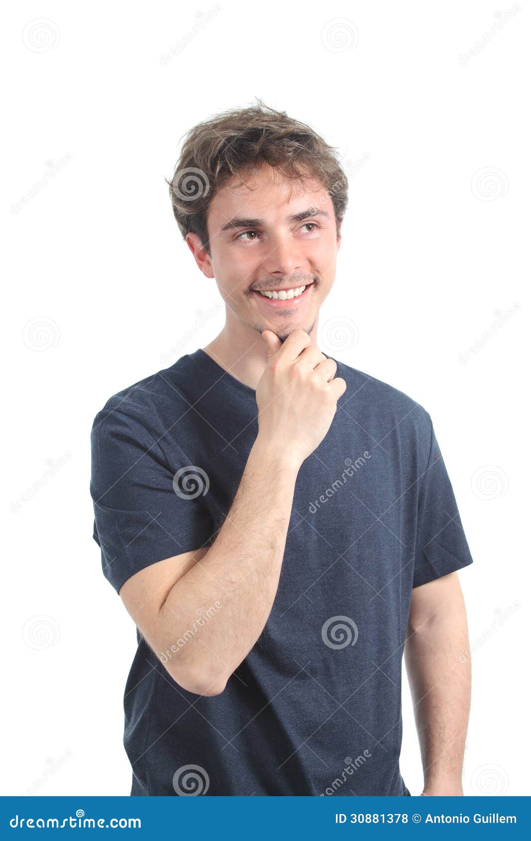 Homem Feliz Que Sorri E Que Pensa Foto de Stock - Imagem de ...