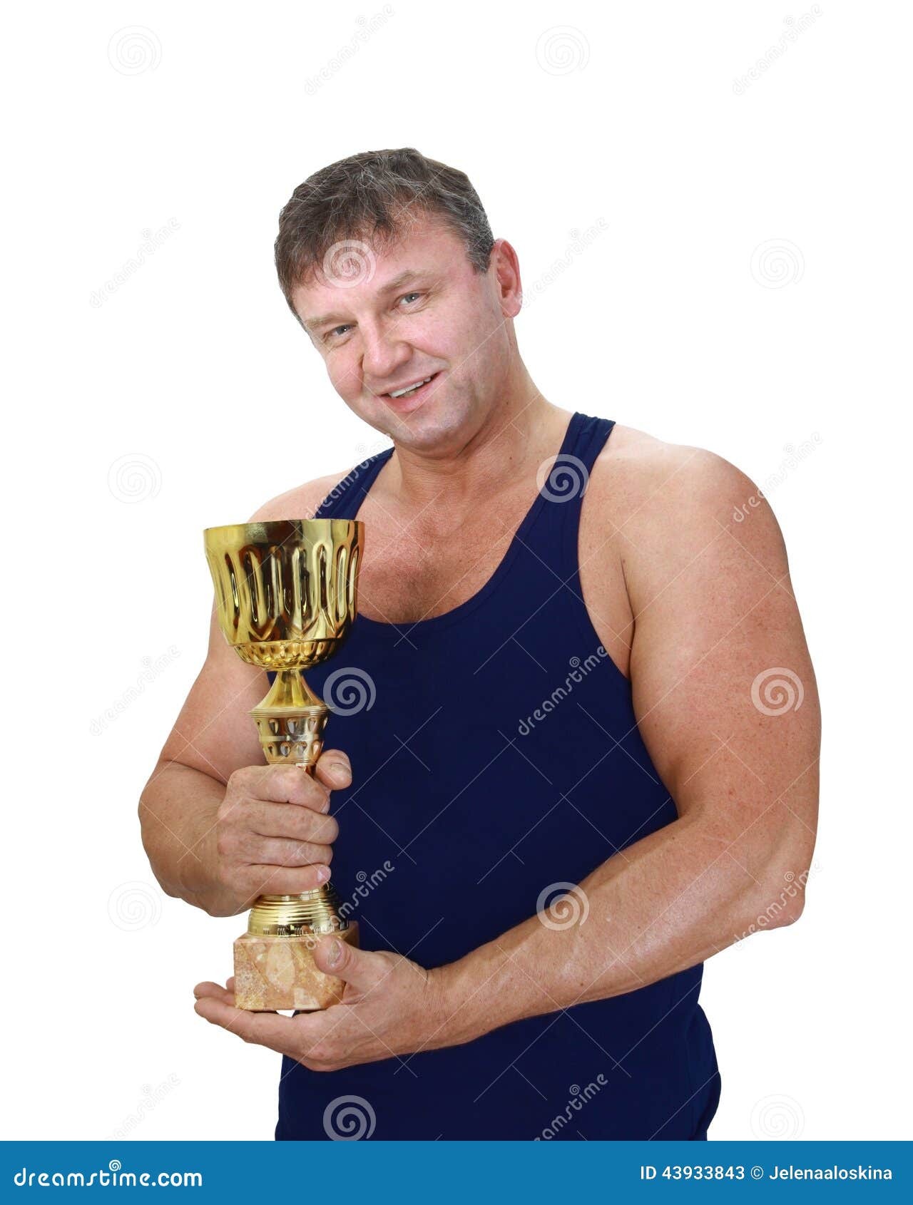 Homem Forte Com Copo Do Vencedor Imagem de Stock - Imagem de ...