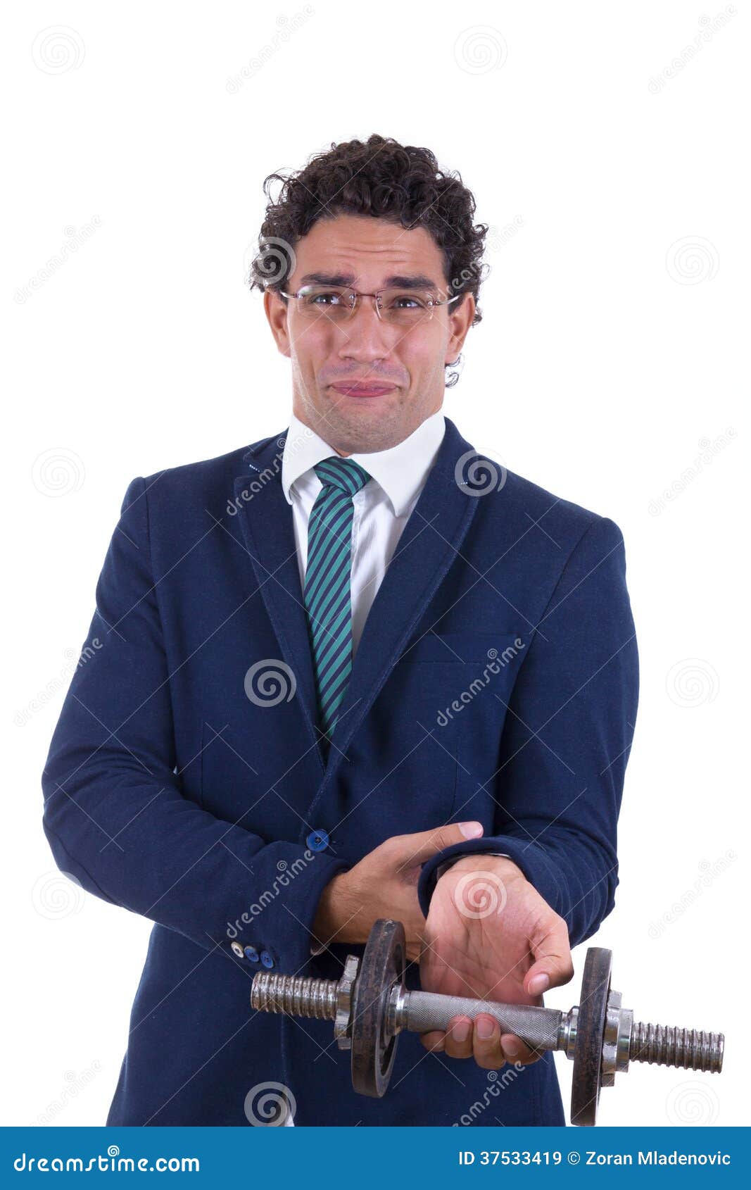 Homem Fraco Que Levanta Um Peso Imagem de Stock - Imagem de barriga ...