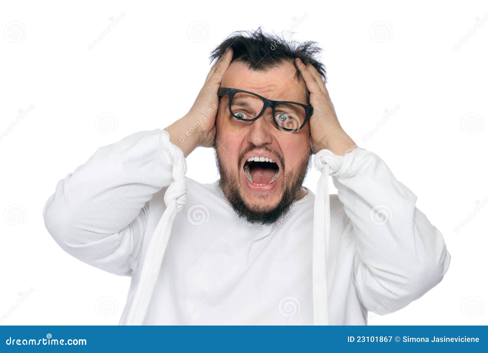Homem Insano No Strait-jacket Isolado No Branco Imagem de Stock ...