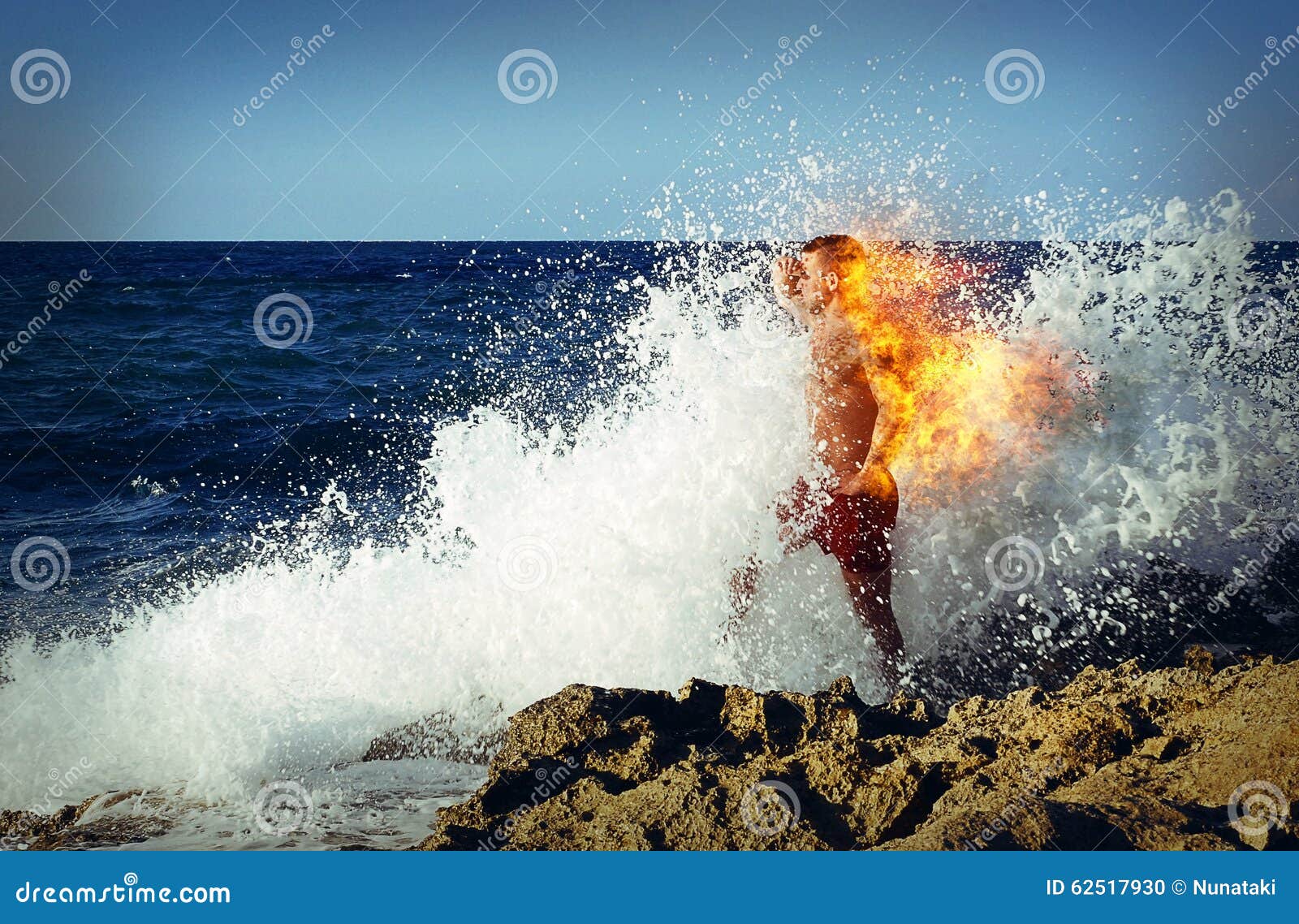 Homem no fogo foto de stock. Imagem de exterior, vermelho - 62517930