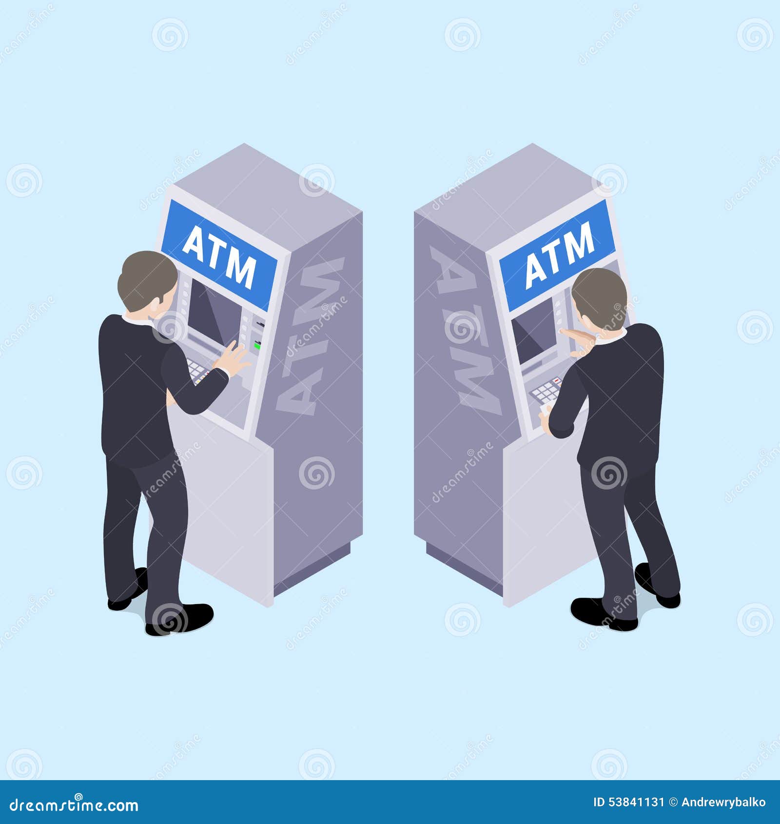 Homem No Terno Preto Perto Do ATM Ilustração do Vetor - Ilustração de ...