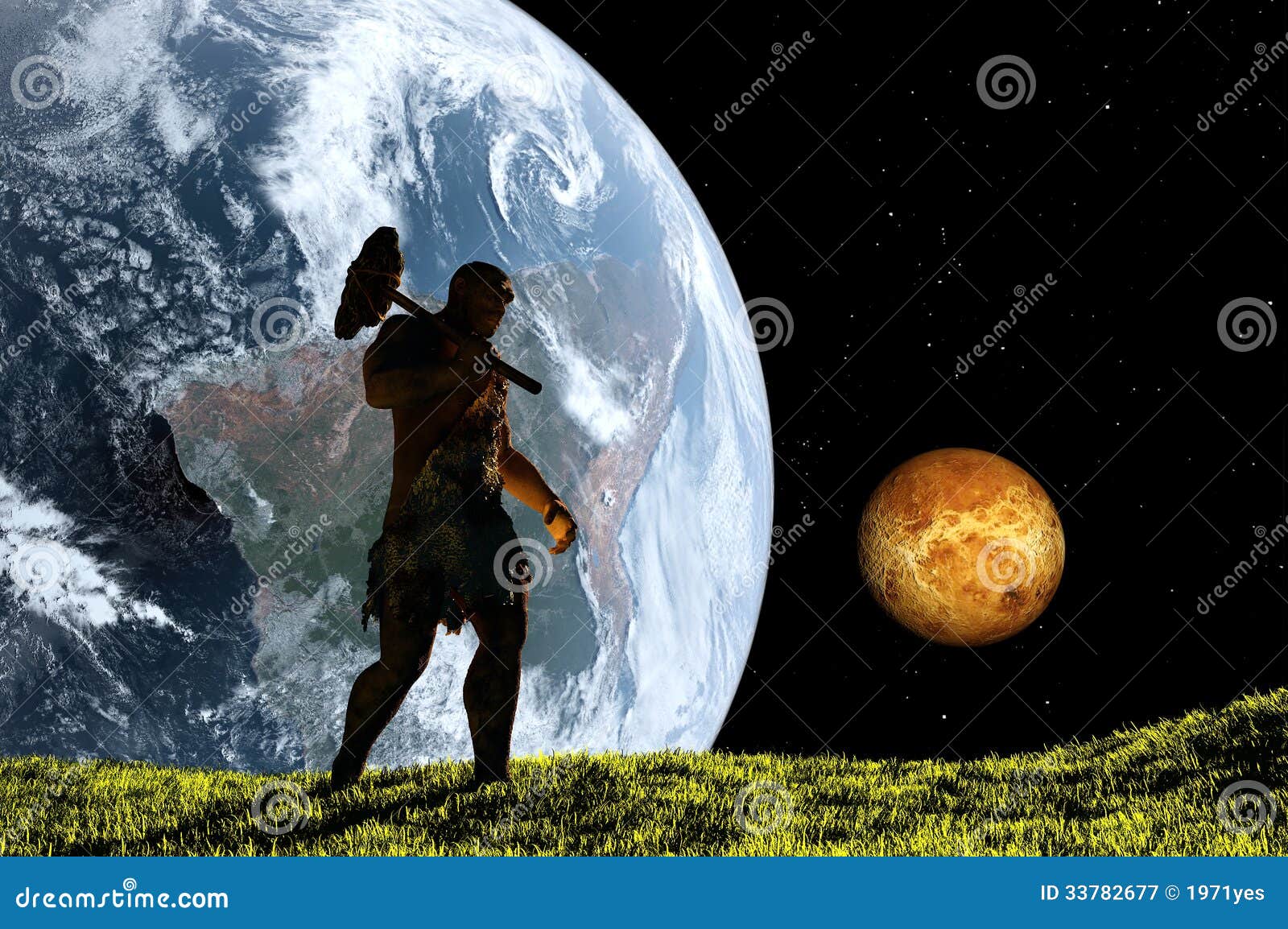 Homem primitivo ilustração stock. Ilustração de grama - 33782677