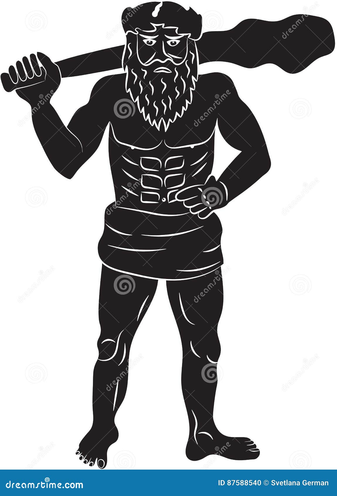 Homem Primitivo Com Uma Clava Grande Ilustração do Vetor - Ilustração ...