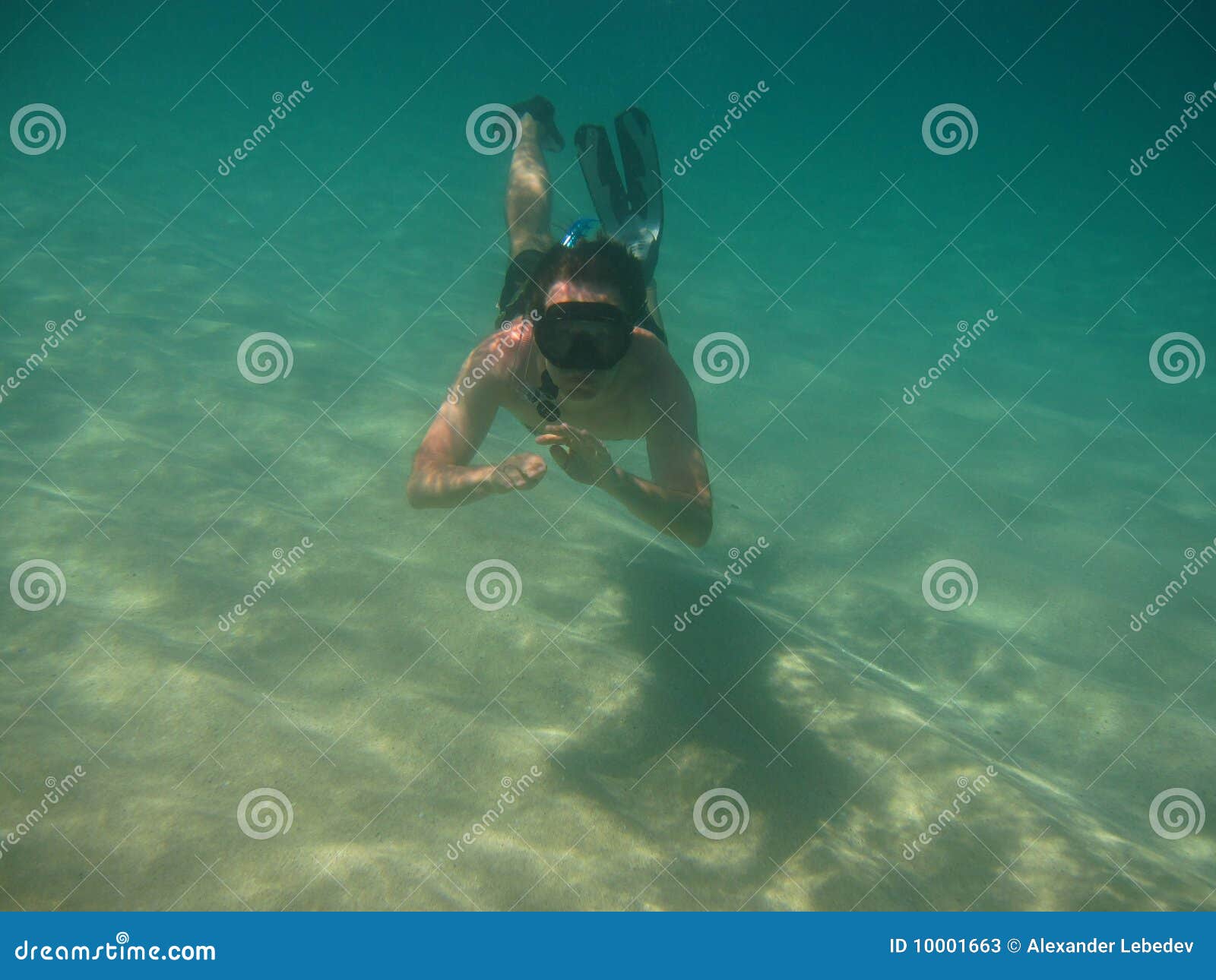 Homem que snorkeling imagem de stock. Imagem de areia - 10001663