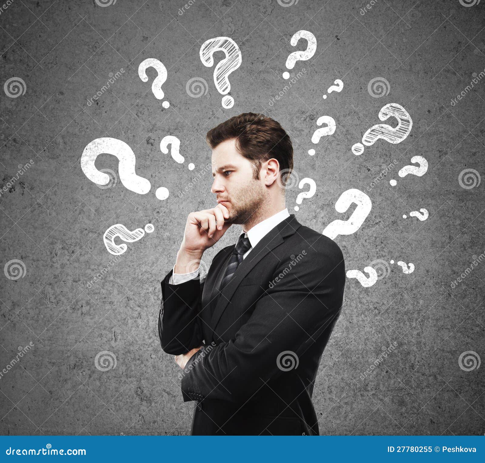 Homem que tem perguntas imagem de stock. Imagem de desenho - 27780255
