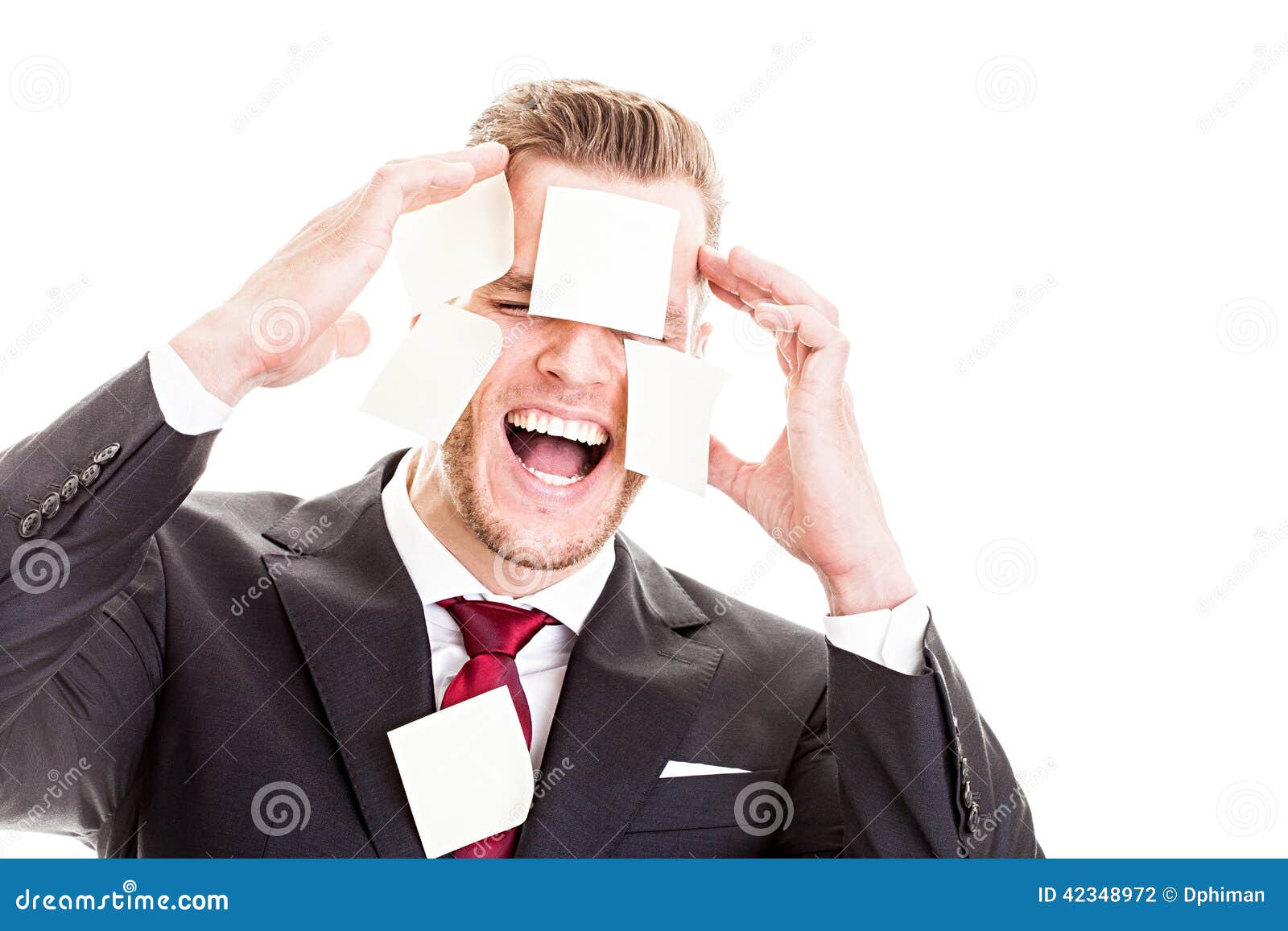 Homem Regado Com As Notas De Post-it Foto de Stock - Imagem de notas ...