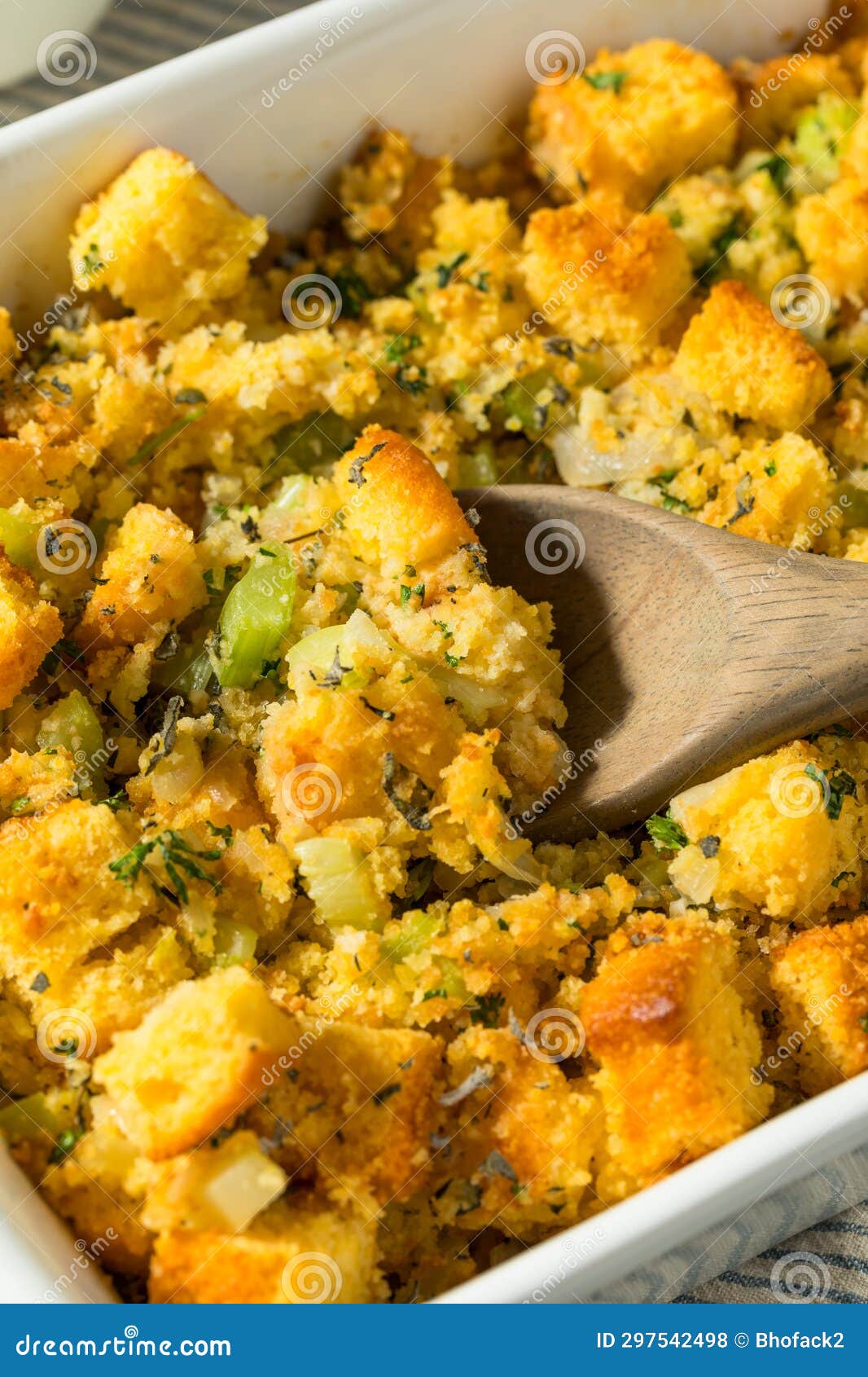 Homemade American Cornbread Stuffing with Sage Stock Photo - Image of holiday, roasted: 297542498