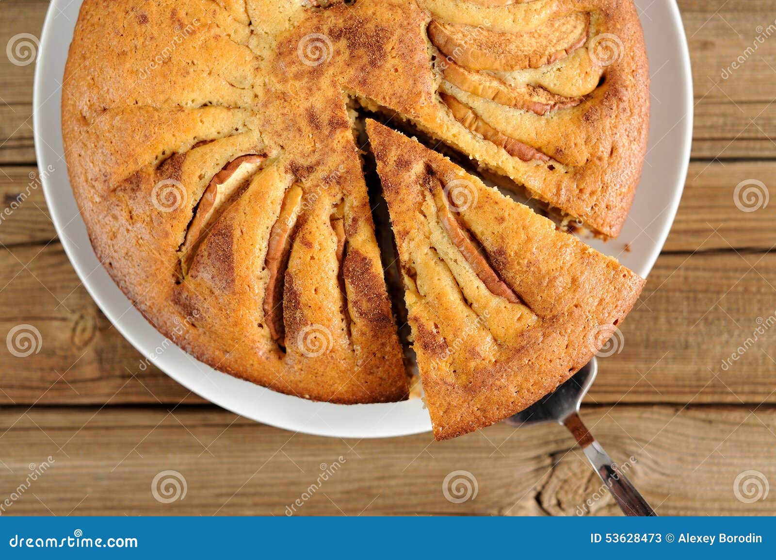 Homemade Apple Pie Cut with Spatula Stock Image - Image of food, crust ...