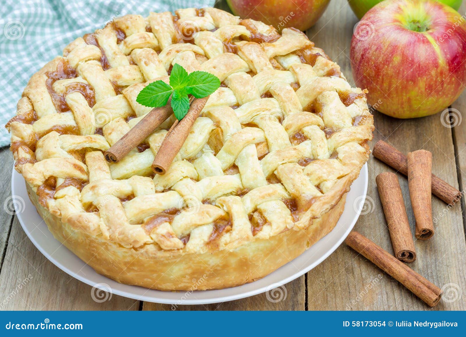 Homemade Apple Pie with Lattice Pattern Stock Photo - Image of ...