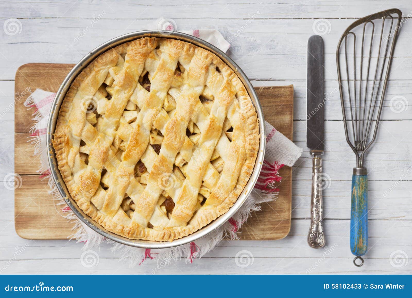 Homemade Apple Pie on a Rustic Table Stock Image - Image of fruit ...