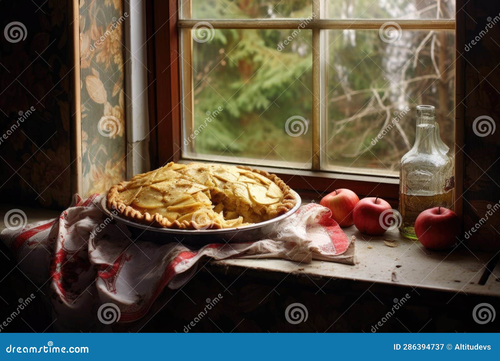 Homemade Apple Pie on a Window Sill To Cool Stock Image - Image of ...