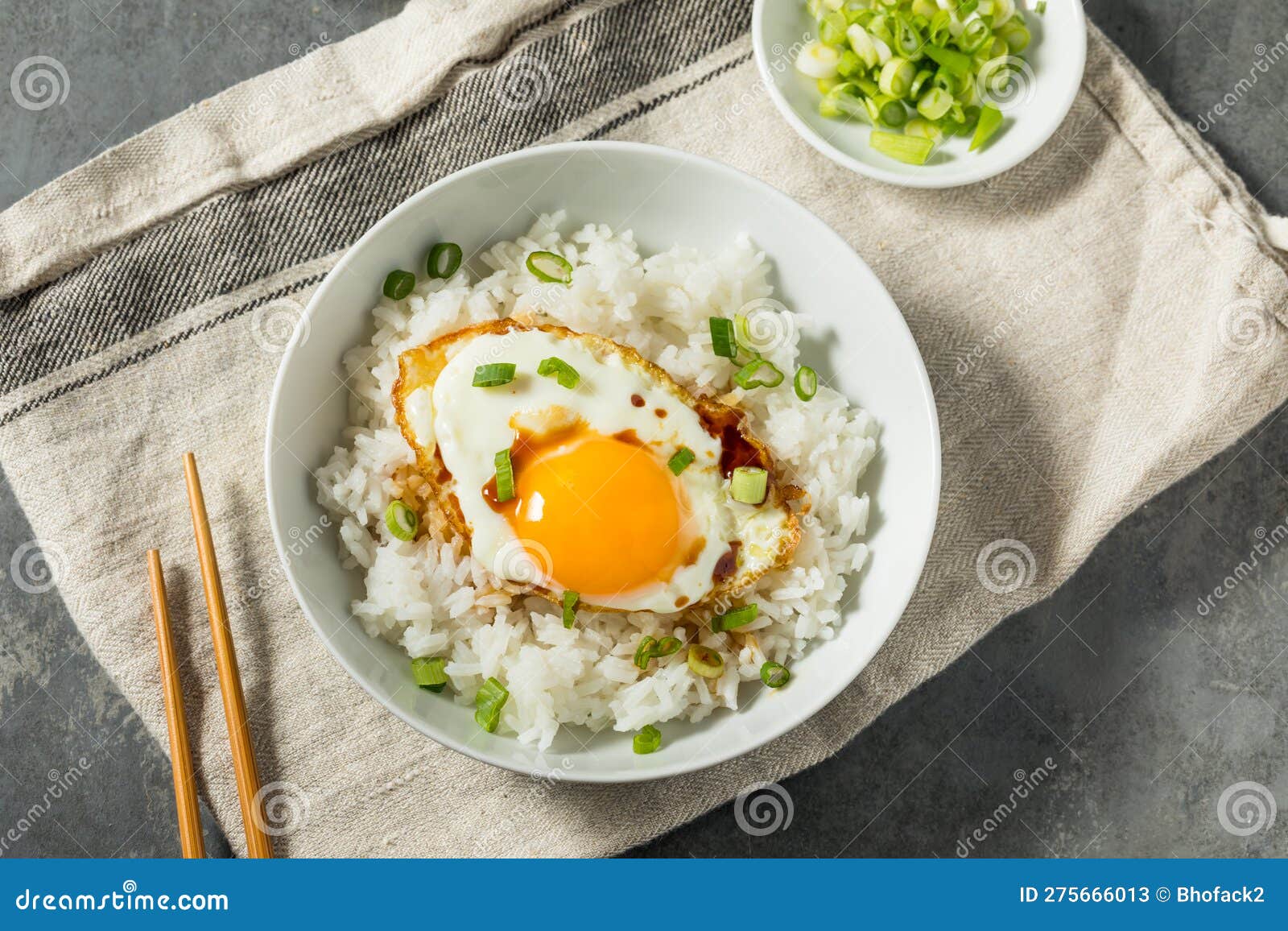 Homemade Asian Fried Egg and Rice Breakfast Stock Image - Image of ...
