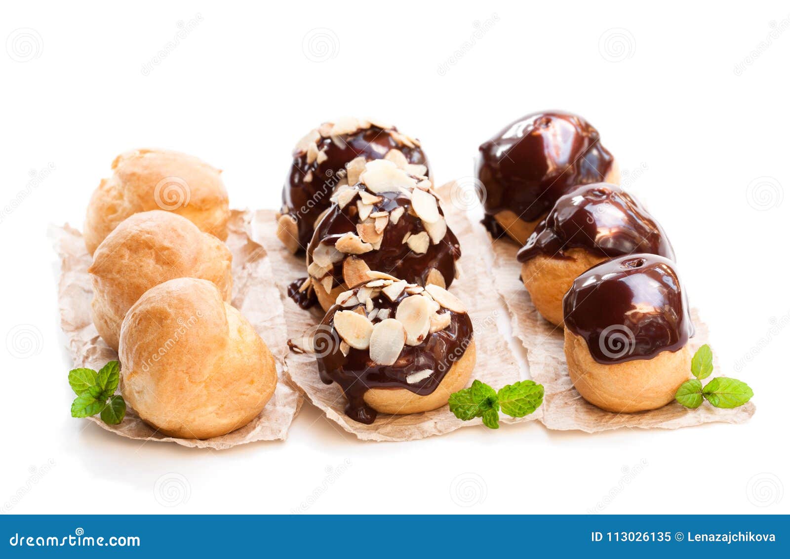 Homemade Assorted Profiteroles Isolated on White Stock Image - Image of ...