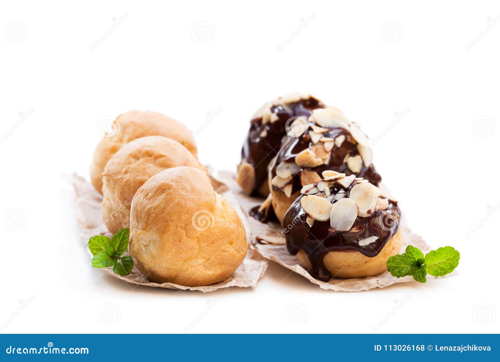 Homemade Assorted Profiteroles Isolated on White Stock Photo - Image of ...
