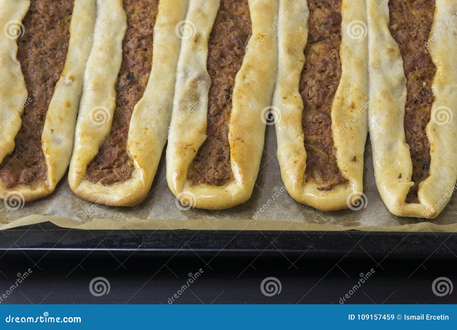 Homemade backed pide stock image. Image of turkish, meat - 109157459