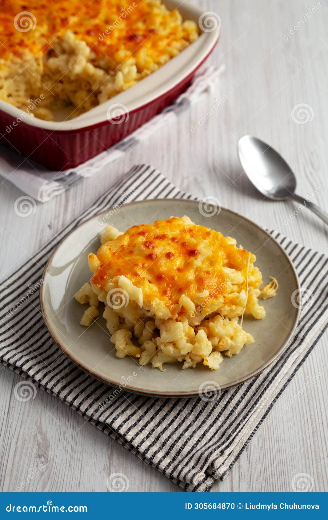 Homemade Baked Mac and Cheese on a Plate, Side View Stock Photo - Image ...