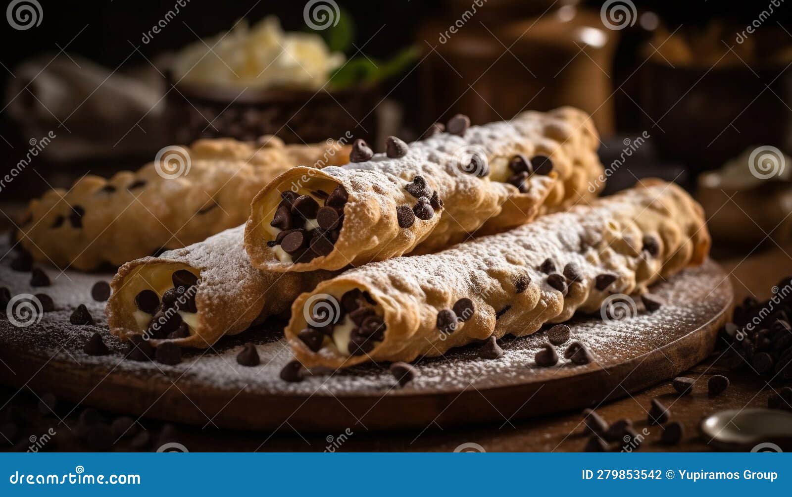 Homemade Baked Strudel, a Sweet Indulgence on Rustic Plate Generated by ...