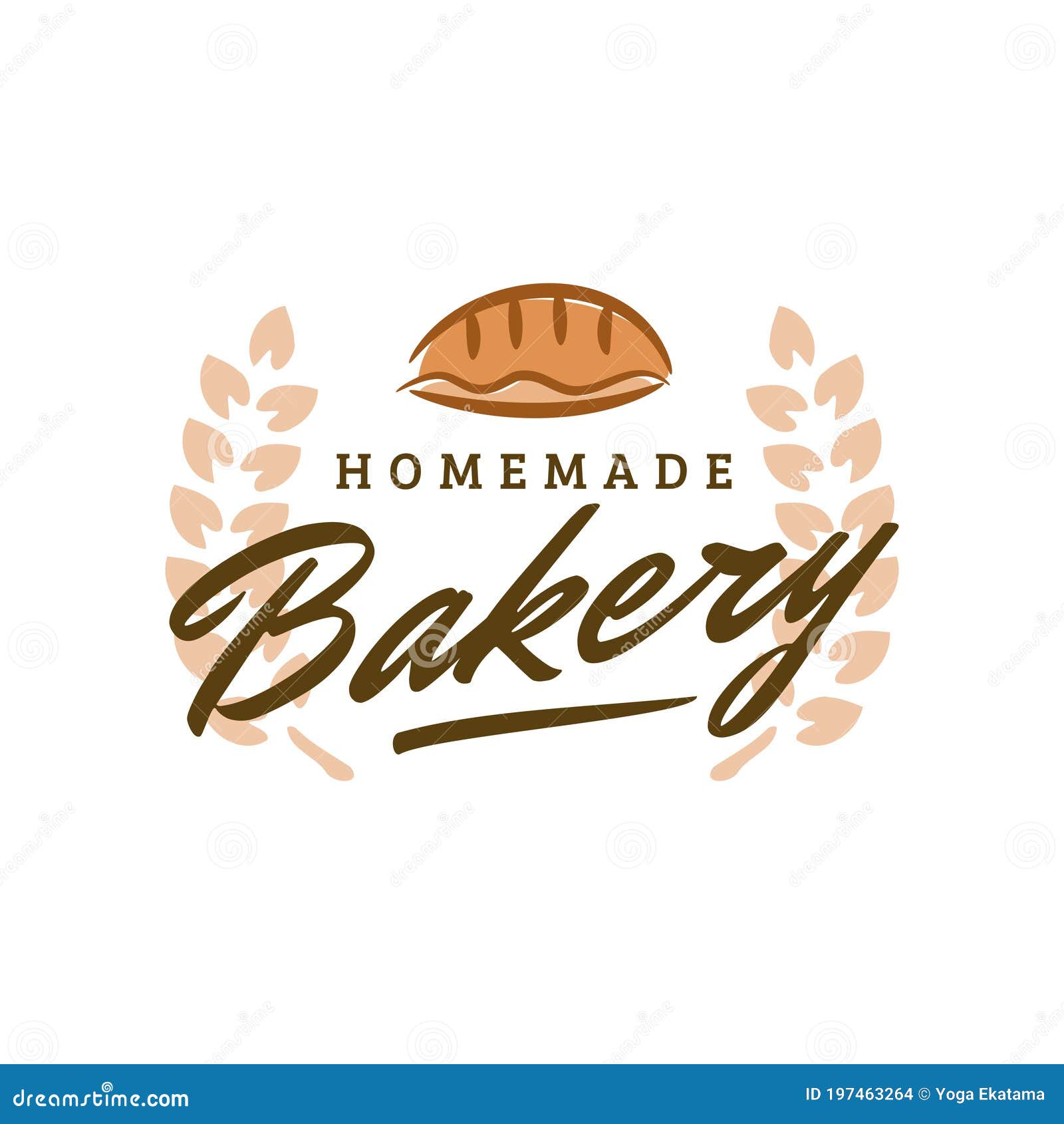 Homemade Bakery, Bread Logo with Wheat Grain Stock Vector ...