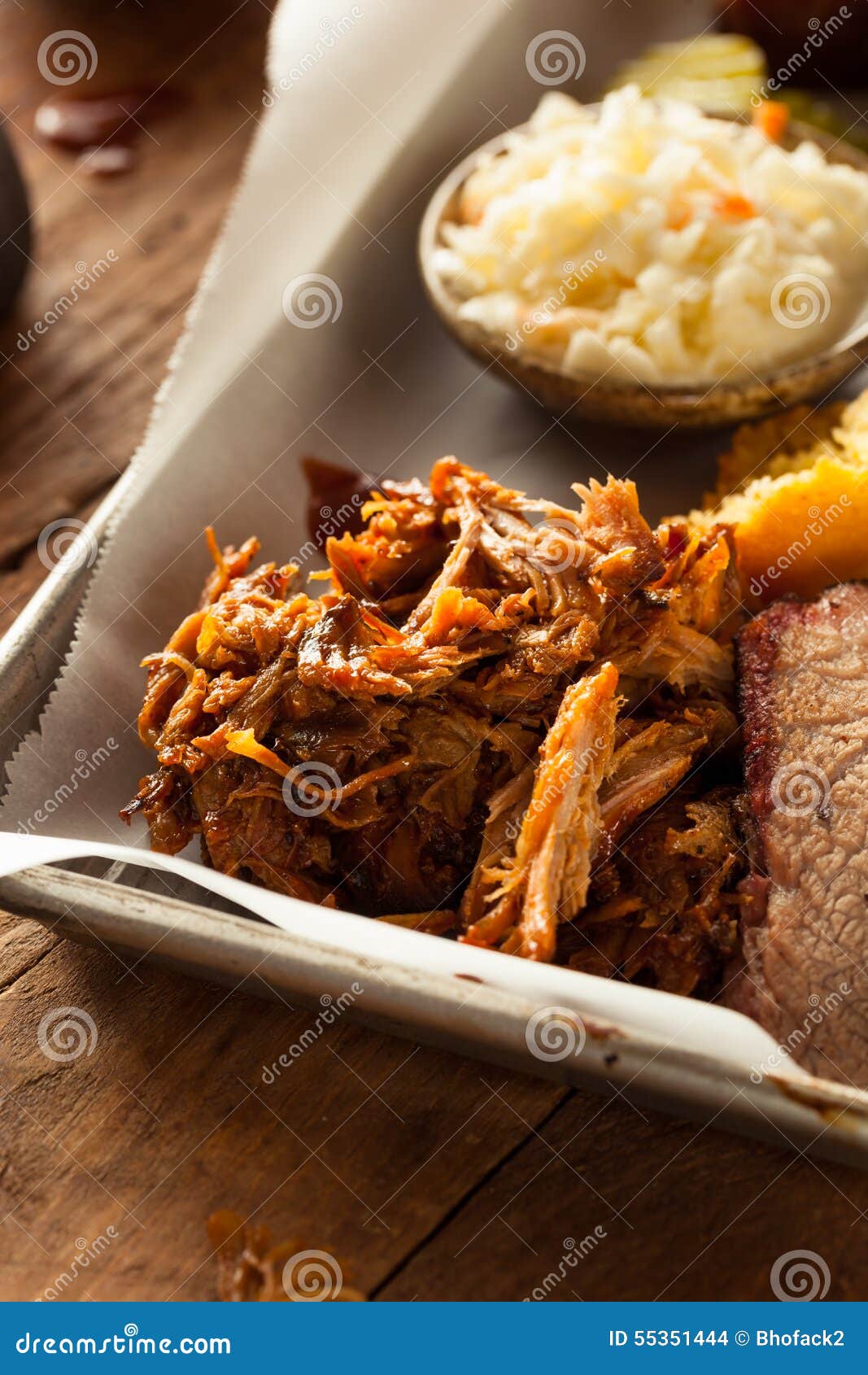 Homemade Barbecue Pulled Pork Stock Photo - Image of wood, sauce: 55351444