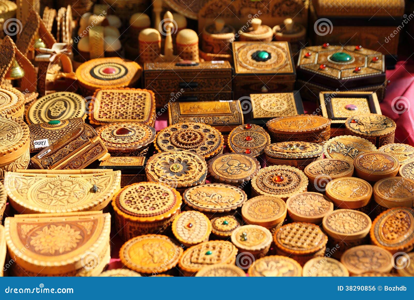 Homemade Bark Jars and Boxes at the Fair Stock Photo - Image of closeup ...