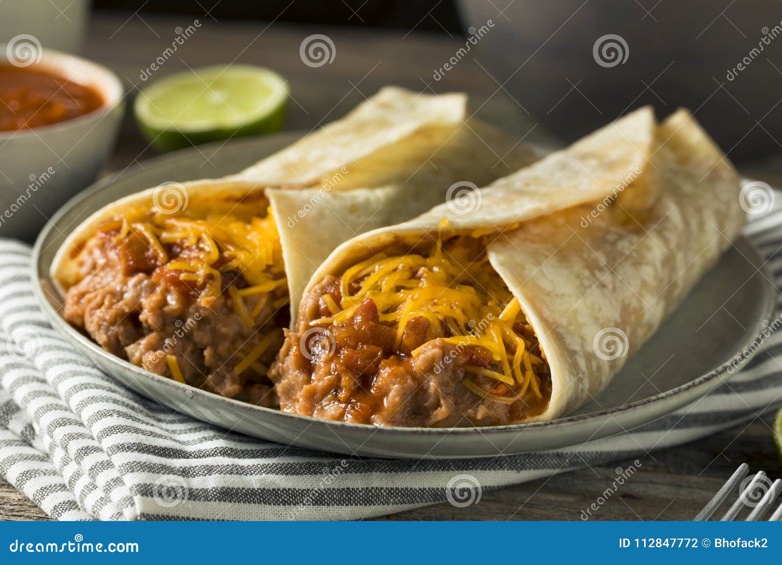 Homemade Bean and Cheese Burrito Stock Photo - Image of chili, healthy ...