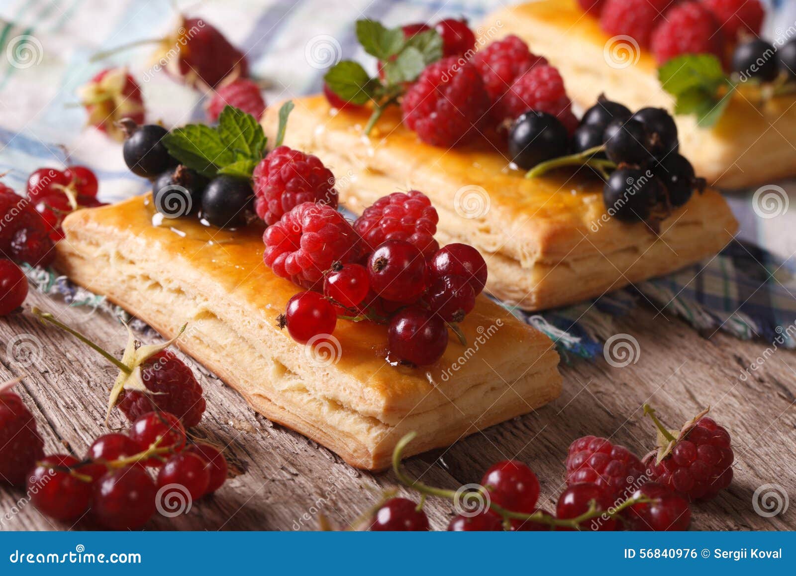 Homemade Berry Pastry with Honey Macro. Horizontal Stock Photo - Image ...