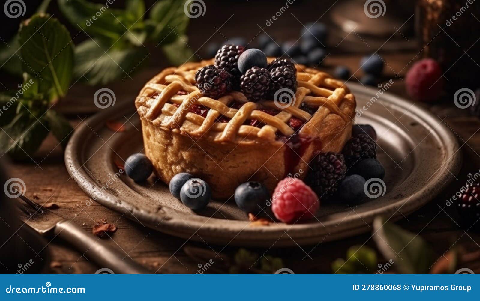 A Homemade Berry Waffle Stack with Fresh Blueberries and Raspberries ...