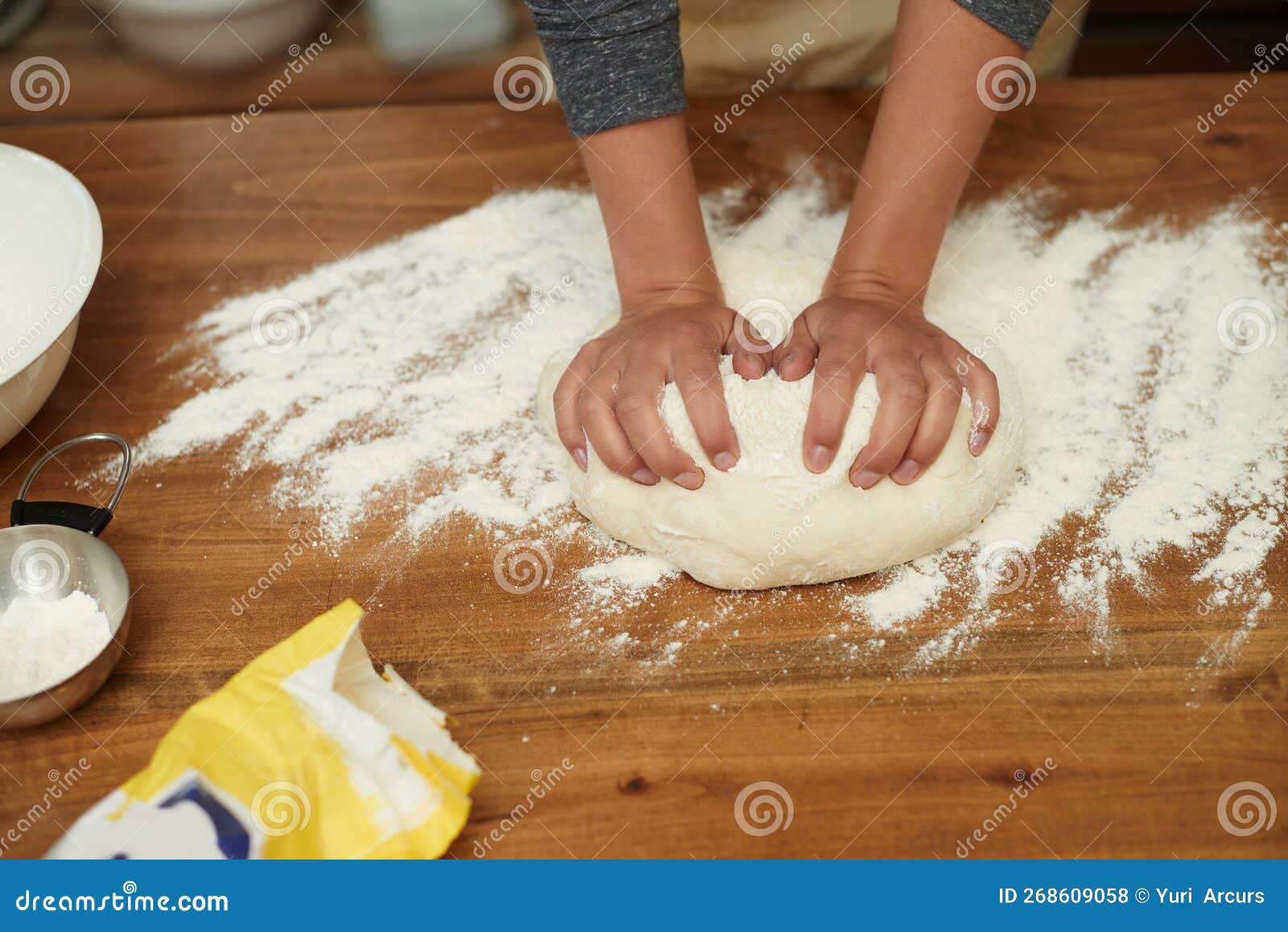 Homemade is Best. a Female Baker Kneading Dough for Homemade Bread ...