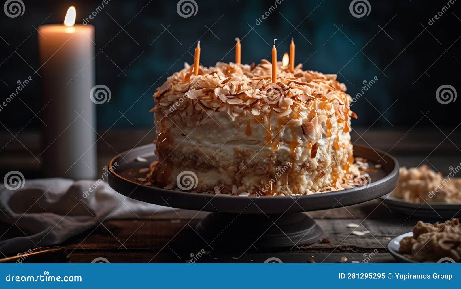 Homemade Birthday Cake with Chocolate Icing and Sweet Decorations Generated by AI Stock ...