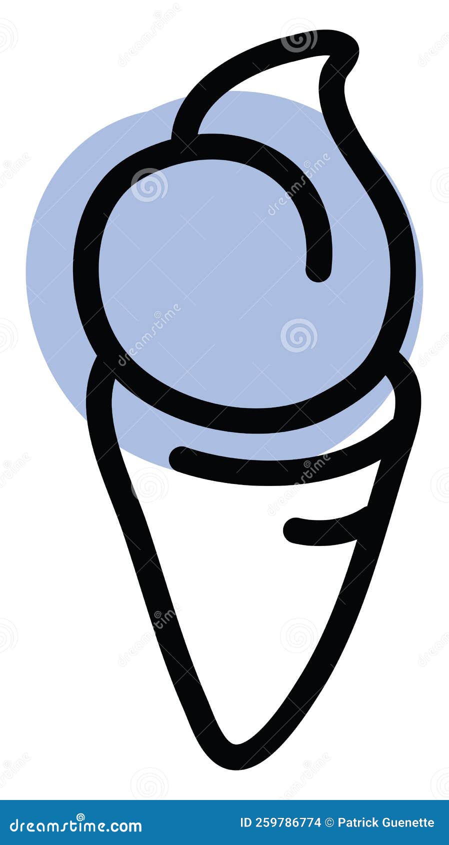 Homemade Blue Ice Cream in a Cone, Icon Stock Vector - Illustration of ...