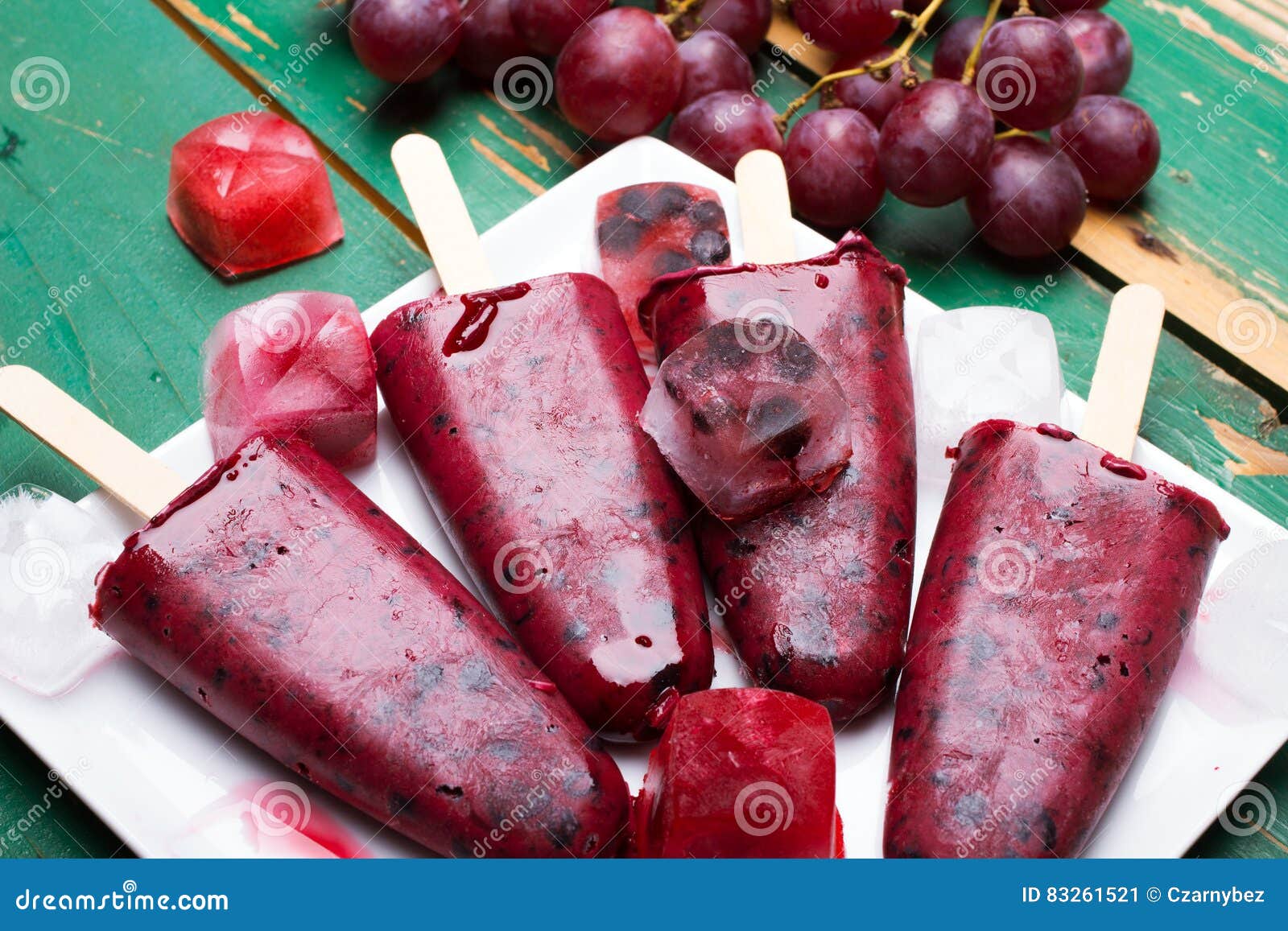 Homemade Blueberry and Grape Ice Cream Stock Image - Image of cubes ...