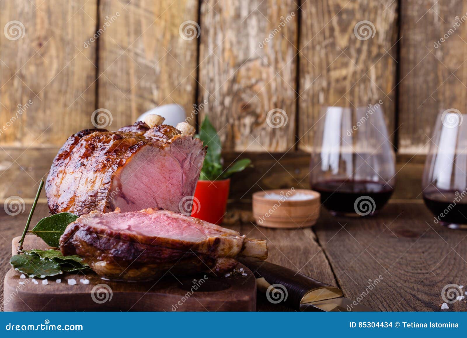 Homemade Bone-in Prime Rib Roast Stock Photo - Image of copy ...
