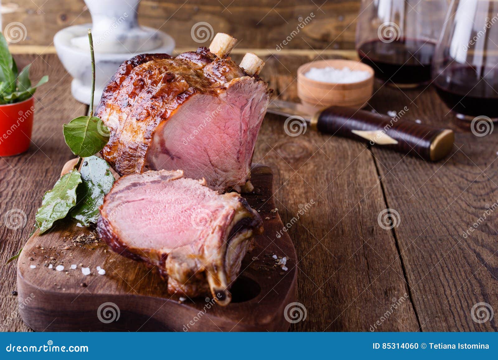 Homemade Bone-in Prime Rib Roast Stock Photo - Image of lunch, baked ...