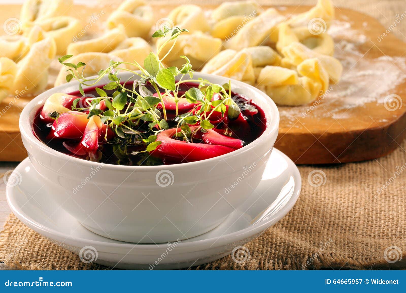 Homemade Borscht with Dumplings and Herbs Stock Image - Image of fresh ...