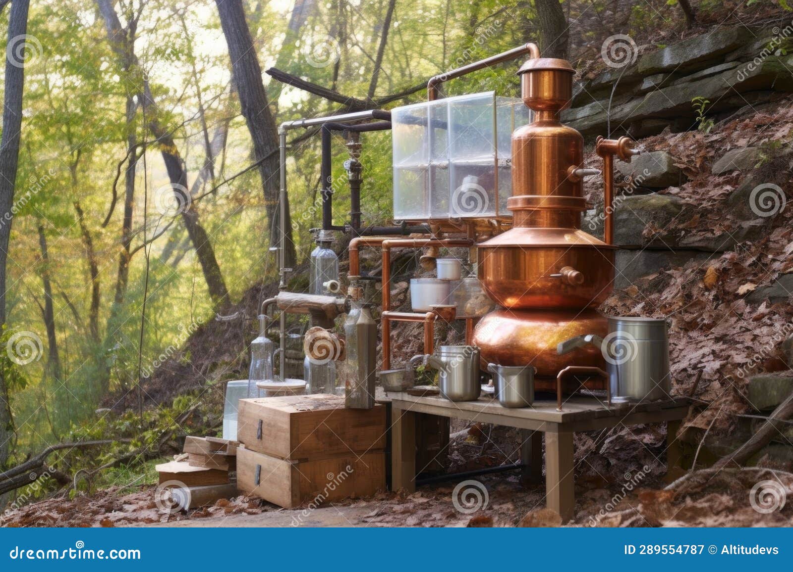 Homemade Brandy Distillation Setup Outdoors Stock Image - Image of ...