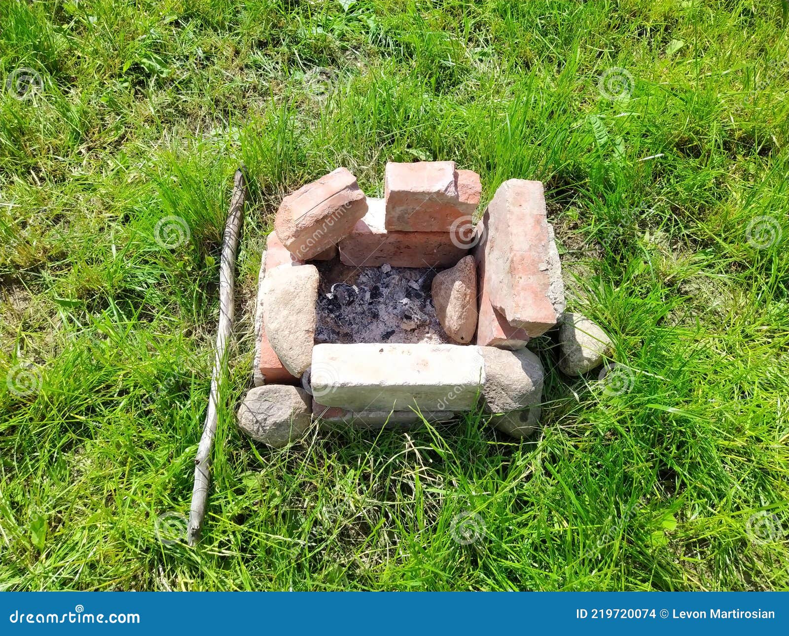 Homemade Brazier Made of Stones in Nature Stock Photo - Image of ...