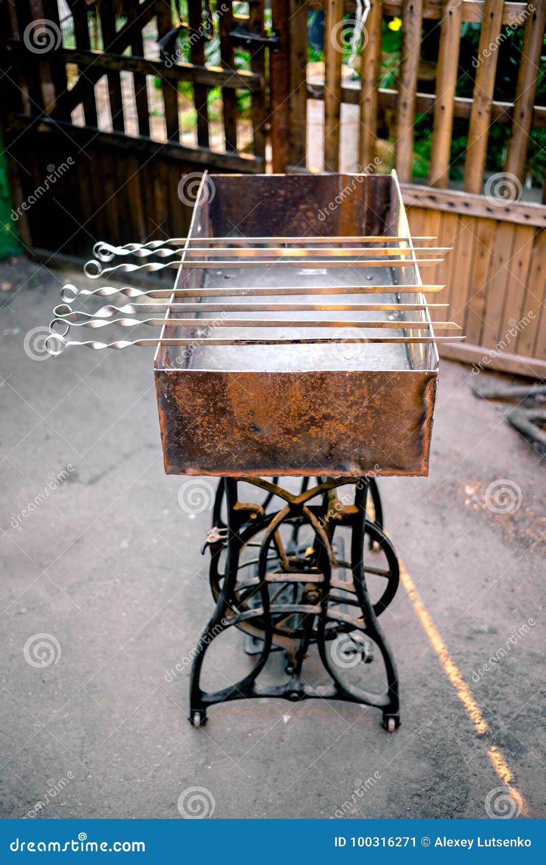 Homemade Brazier from Sheets of Metal Stock Image - Image of barbecue ...
