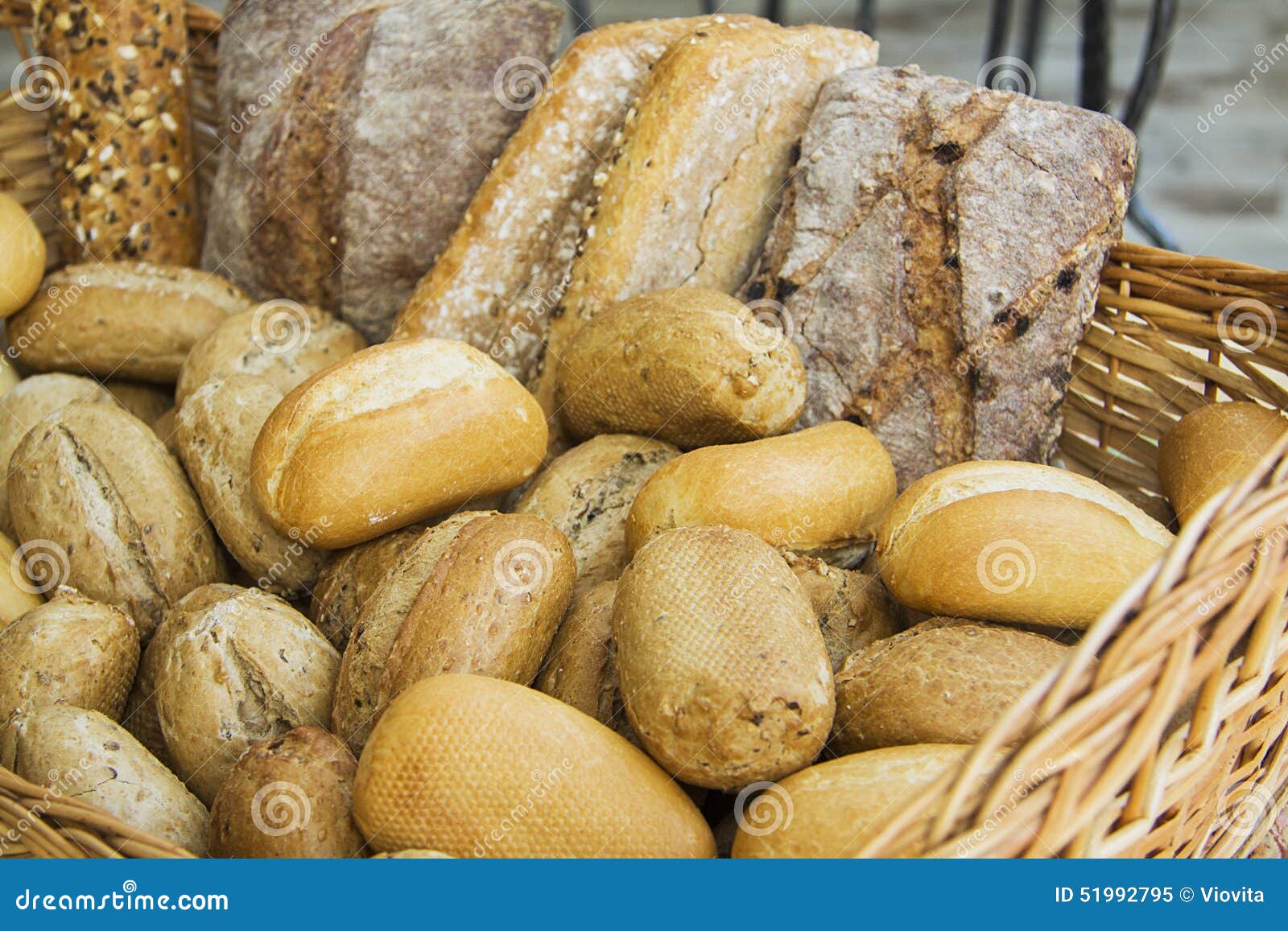 Homemade bread in basket stock image. Image of filled - 51992795
