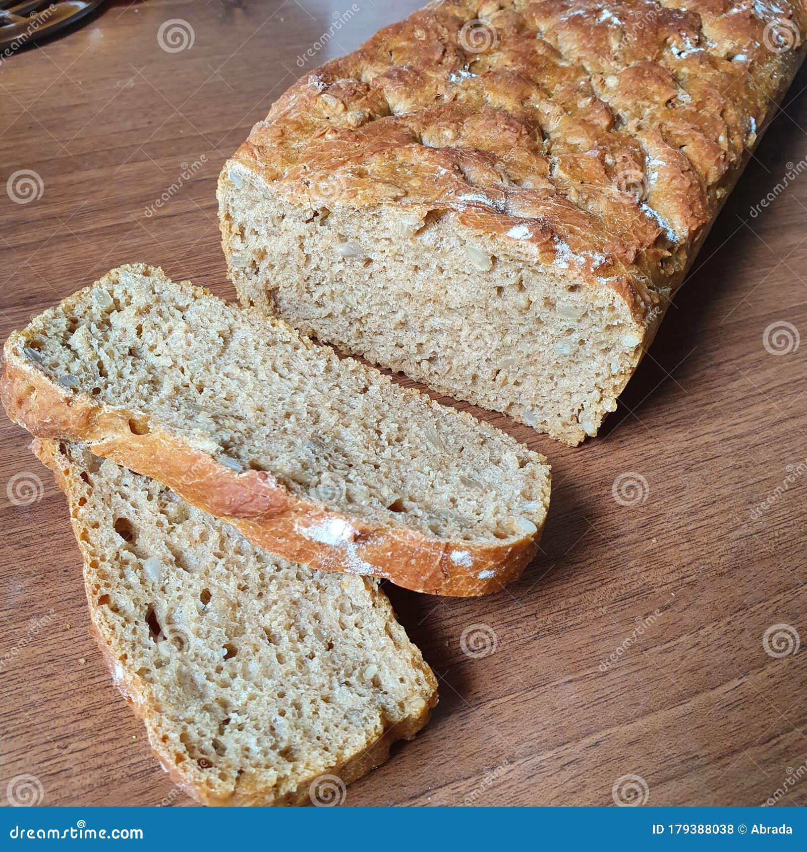 Homemade Bread, Cut into Two Slices. Stock Photo - Image of bread ...