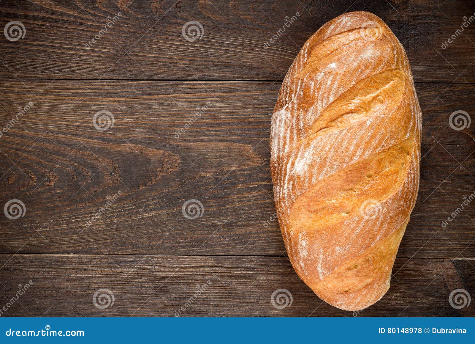 Homemade Bread on Dark Wooden Table. Top View. Stock Photo - Image of ...