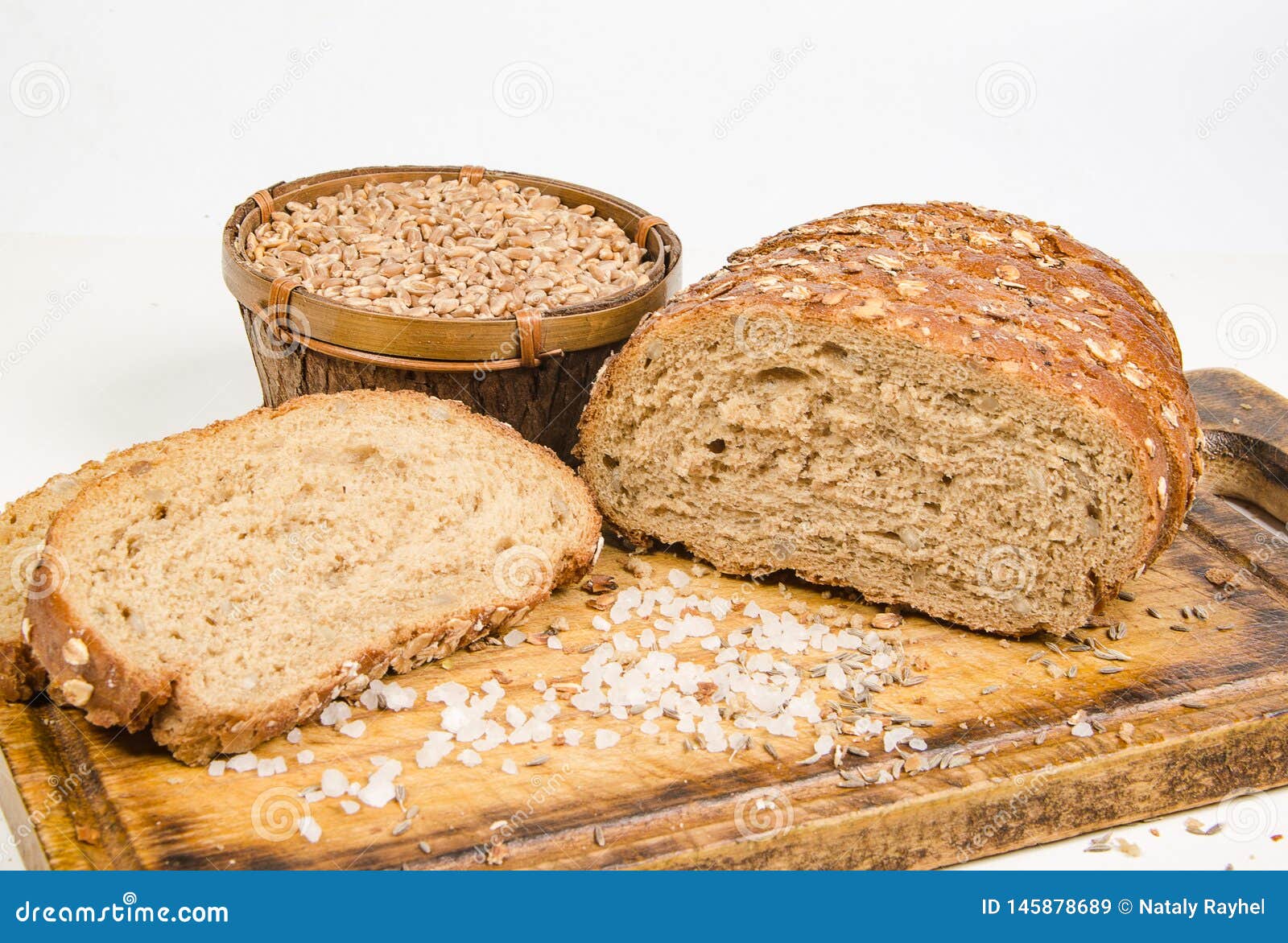 Homemade bread with grains stock image. Image of fresh - 145878689