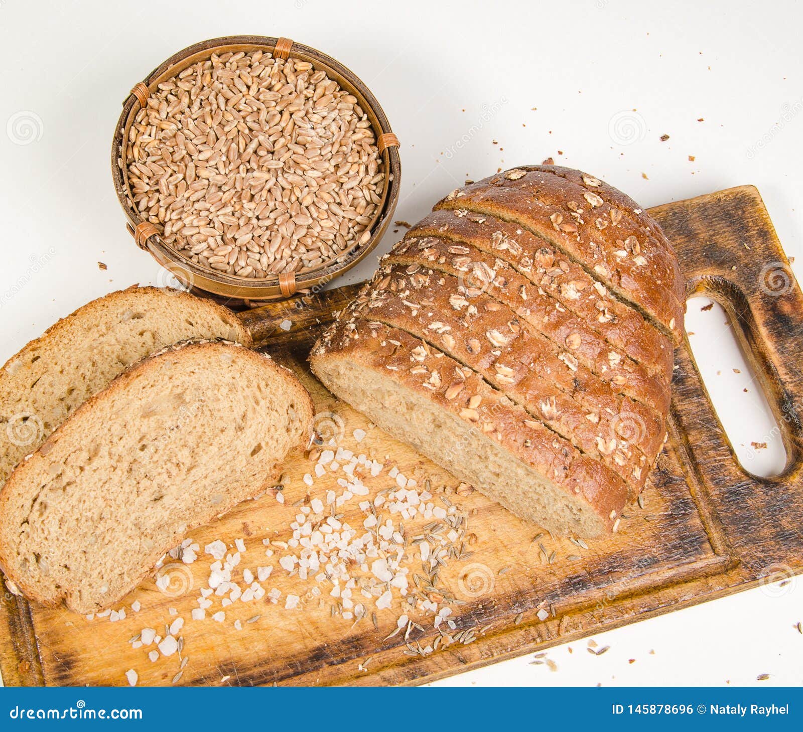 Homemade bread with grains stock photo. Image of crisp - 145878696