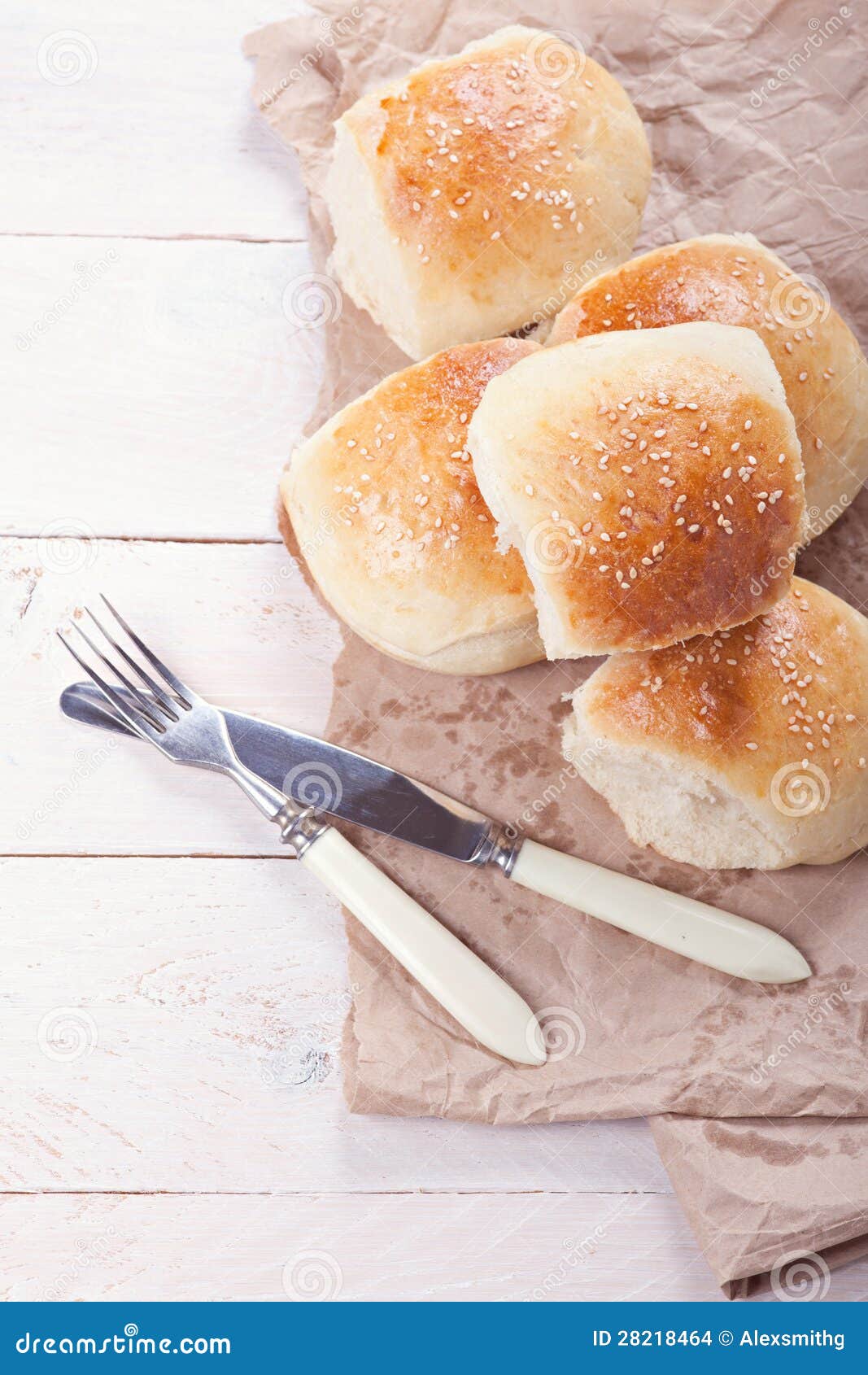 Homemade bread rolls stock photo. Image of knife, breakfast - 28218464