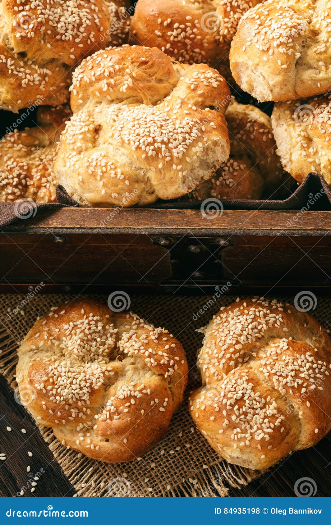 Homemade Bread Rolls with Sesame Seeds. Stock Photo - Image of tasty ...