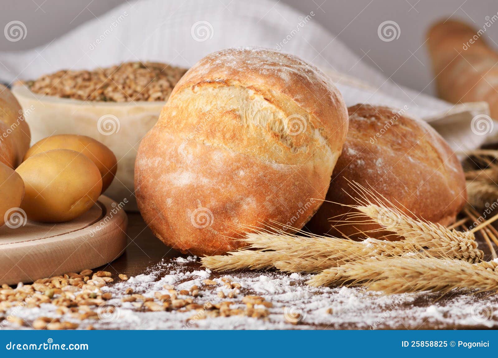 Homemade bread scene stock image. Image of abundance - 25858825