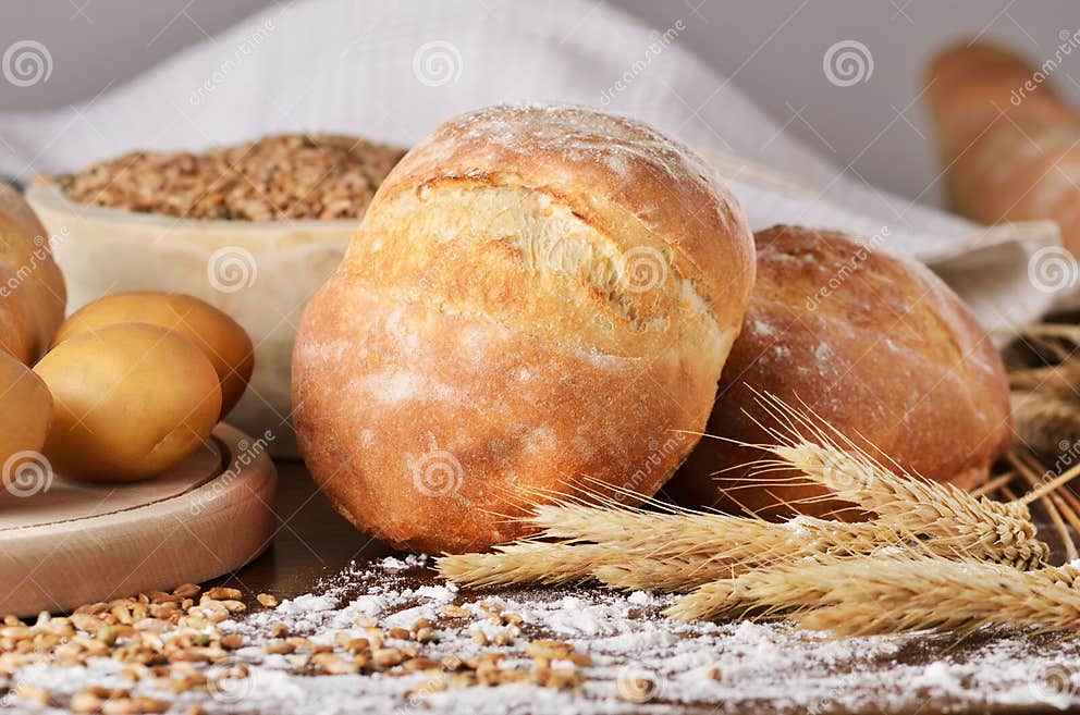 Homemade bread scene stock image. Image of abundance - 25858825